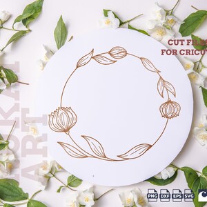 Round Floral Frame Svg, Wedding Svg, Floral Wreath Svg, Flower Frame ...