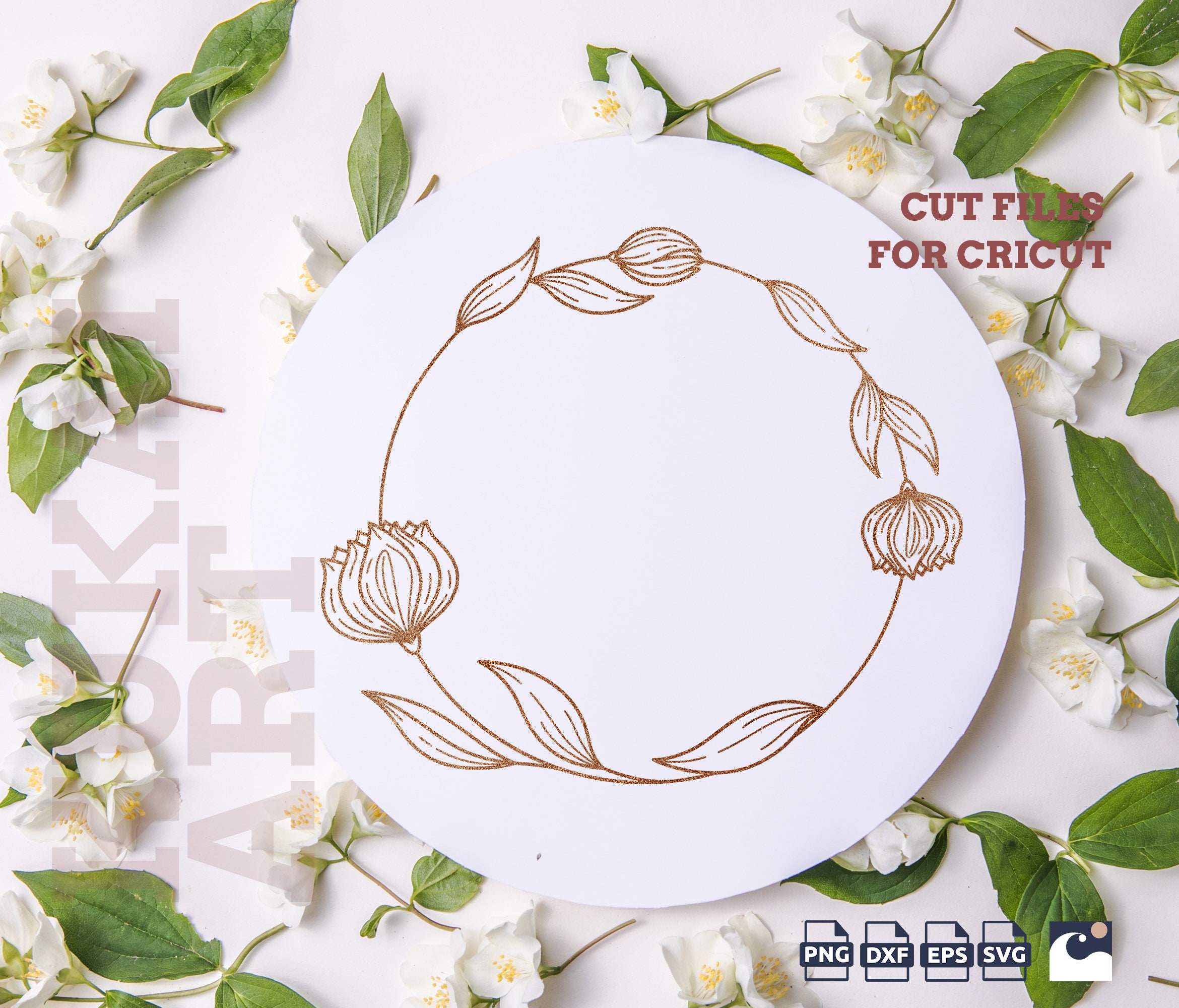 Round Floral Frame Svg, Wedding Svg, Floral Wreath Svg, Flower Frame ...