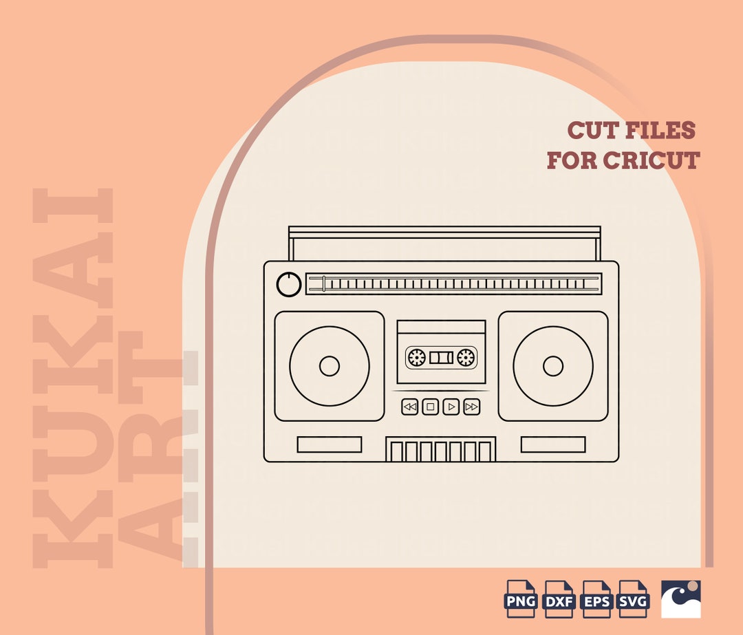 Retro Boombox Radio Outline Svg for Cricut, Boombox Radio Tape ...