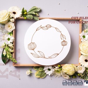 Round Floral Frame Svg, Wedding Svg, Floral Wreath Svg, Flower Frame ...