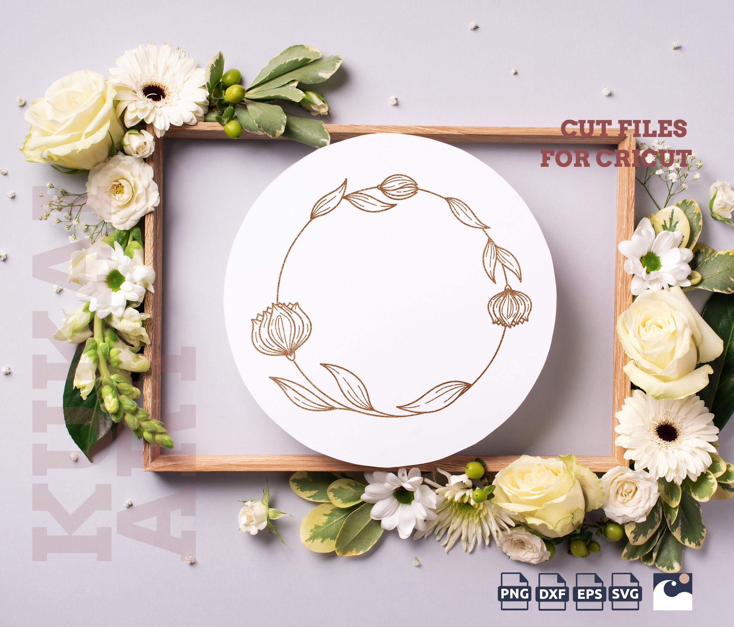 Round Floral Frame Svg, Wedding Svg, Floral Wreath Svg, Flower Frame ...