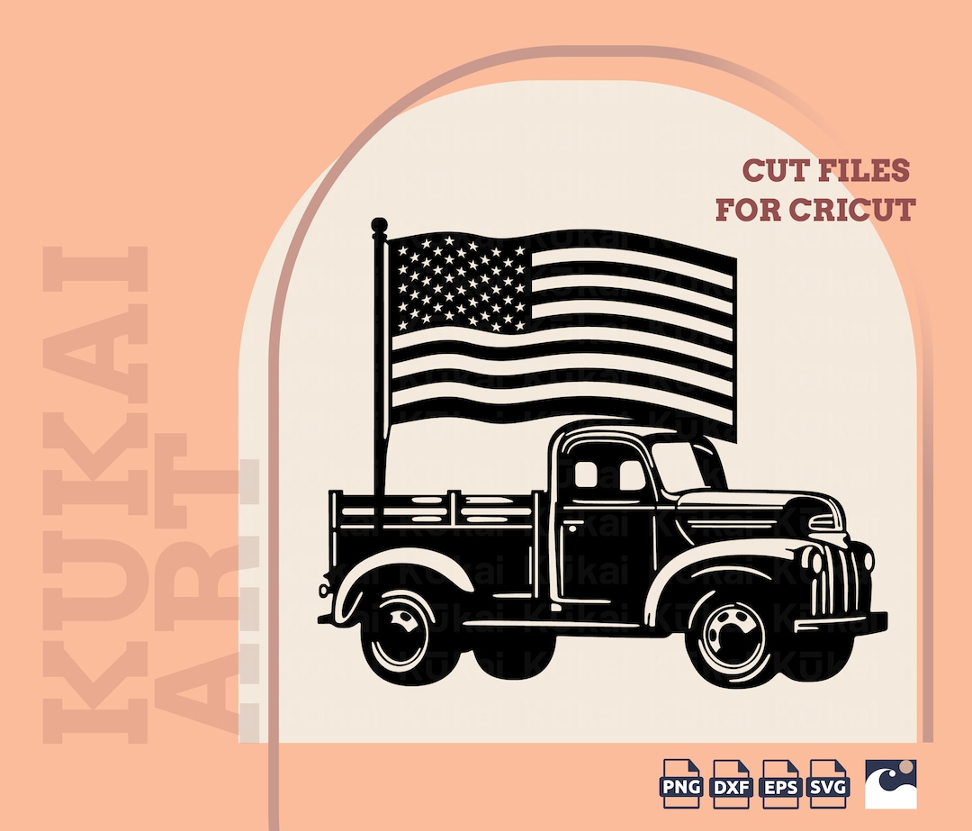 Old Truck With American Flag Svg, July 4th Svg, Vintage Truck Svg, USA ...