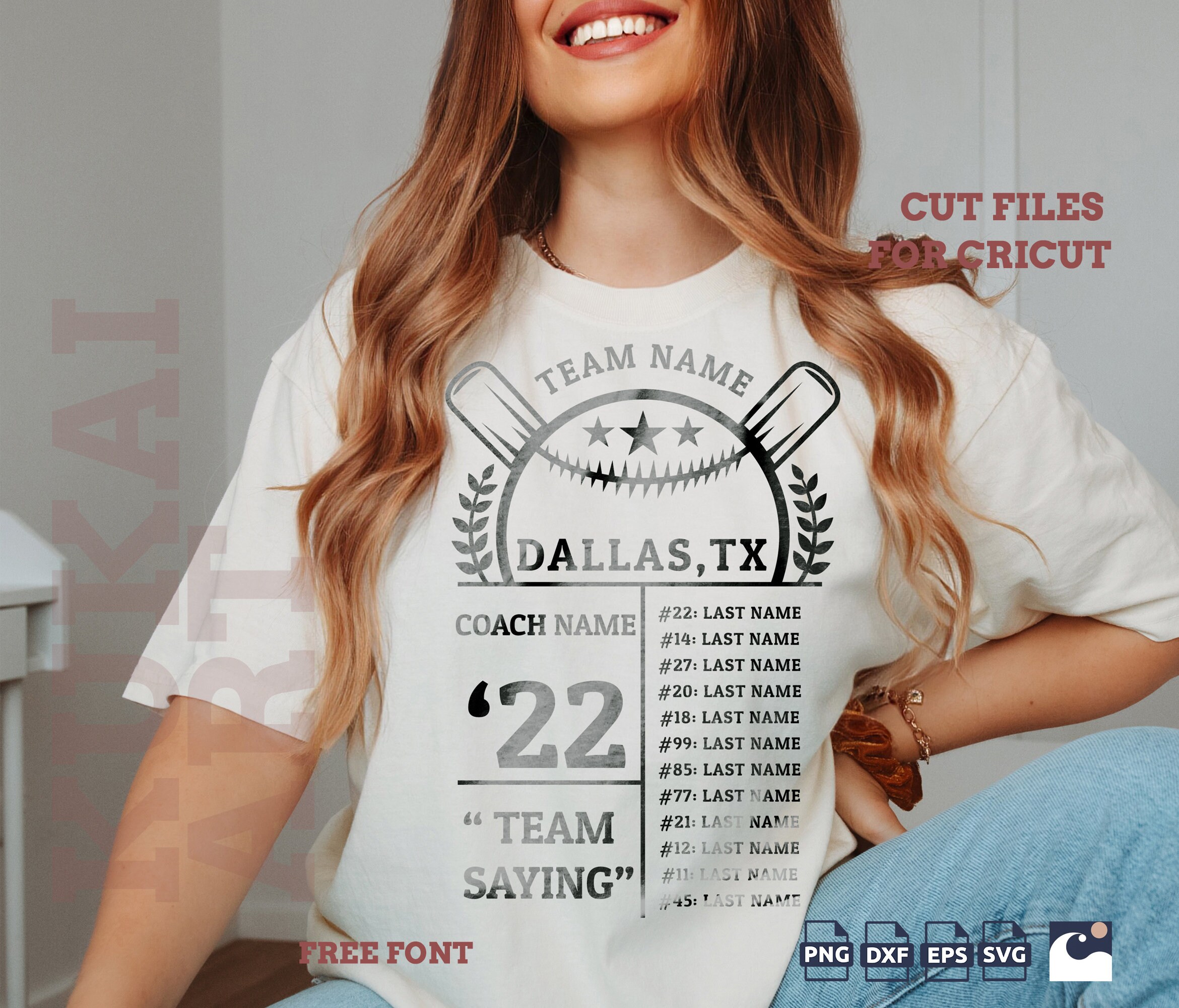 Customizable Baseball Roster Template, Baseball Svg Dxf, Softball Svg ...