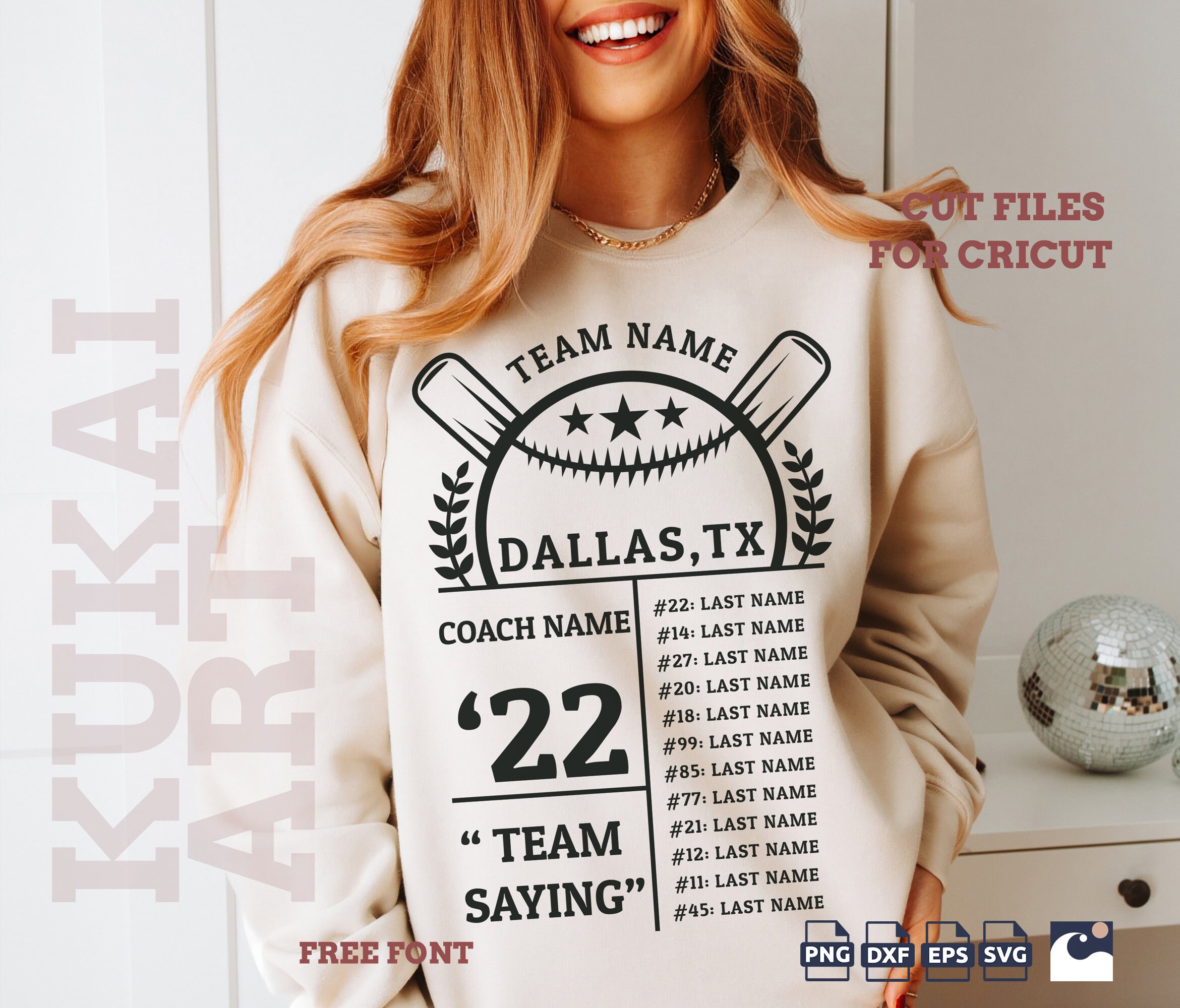 Customizable Baseball Roster Template, Baseball Svg Dxf, Softball Svg ...