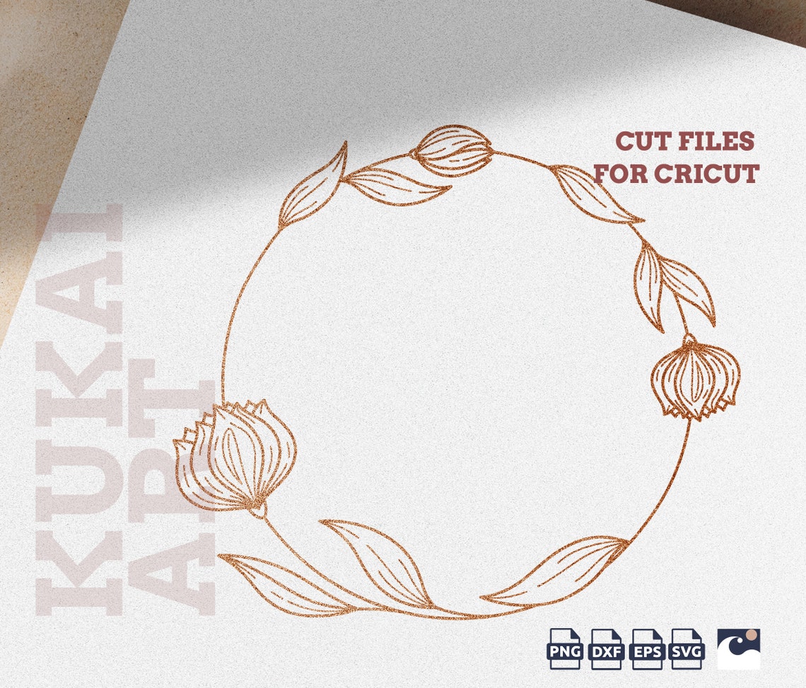 Round Floral Frame Svg, Wedding Svg, Floral Wreath Svg, Flower Frame ...