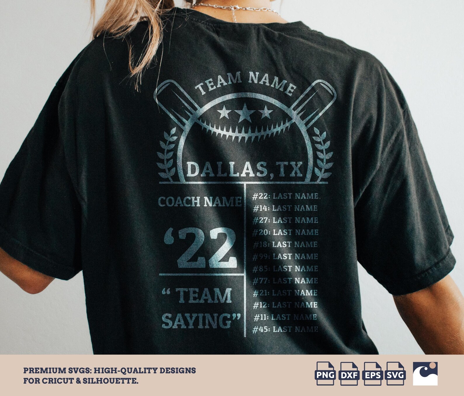 Customizable Baseball Roster Template, Baseball Svg Dxf, Softball Svg ...