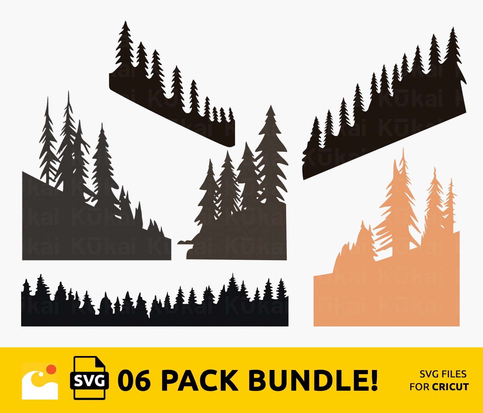 Pine Forest Svg, Silhouette, Forest Svg, Pine Tree Svg, Cut Files for ...