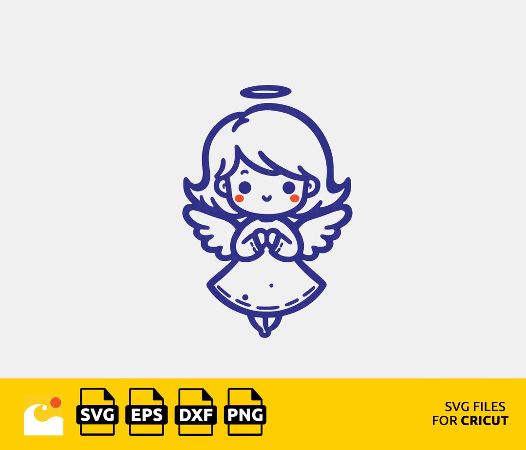 Whimsical Cricut Angel Girl SVG With Halo Instant Download Design - Etsy