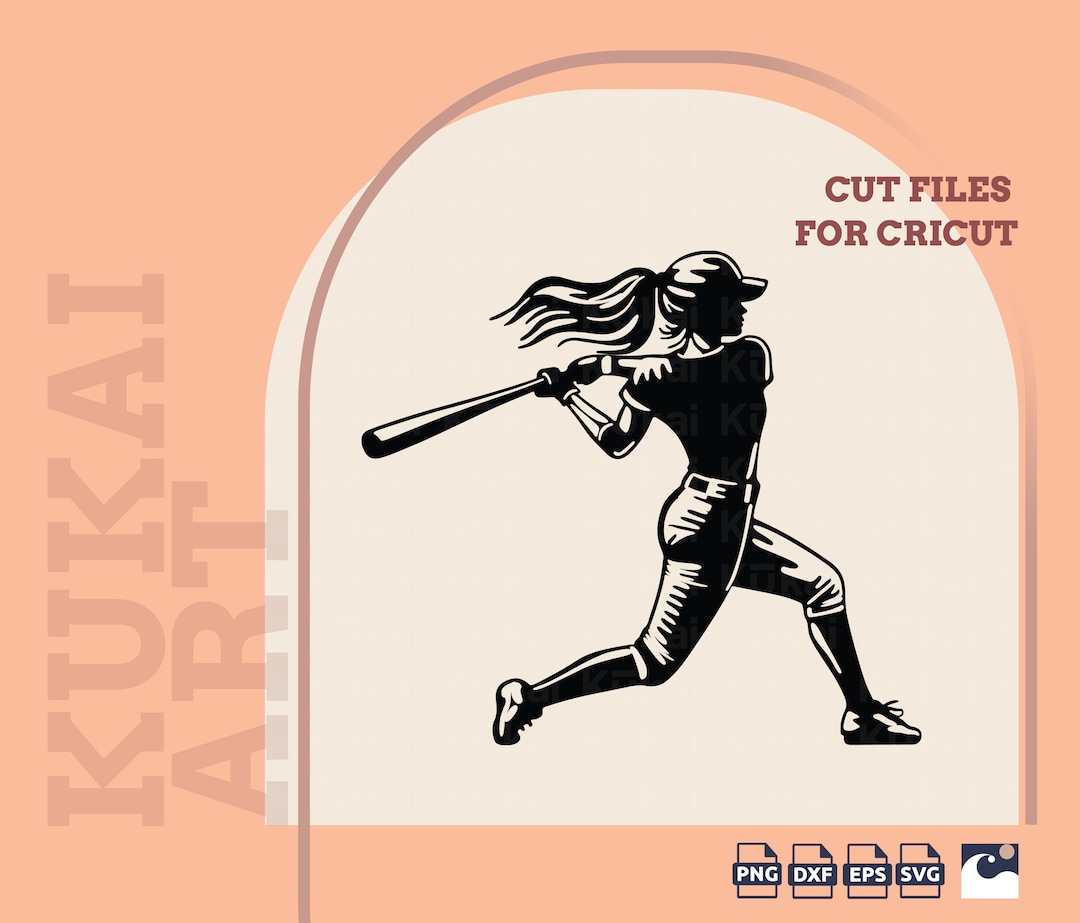 Girl Baseball Player Silhouette Svg Cut File for Cricut, Baseball Mom ...