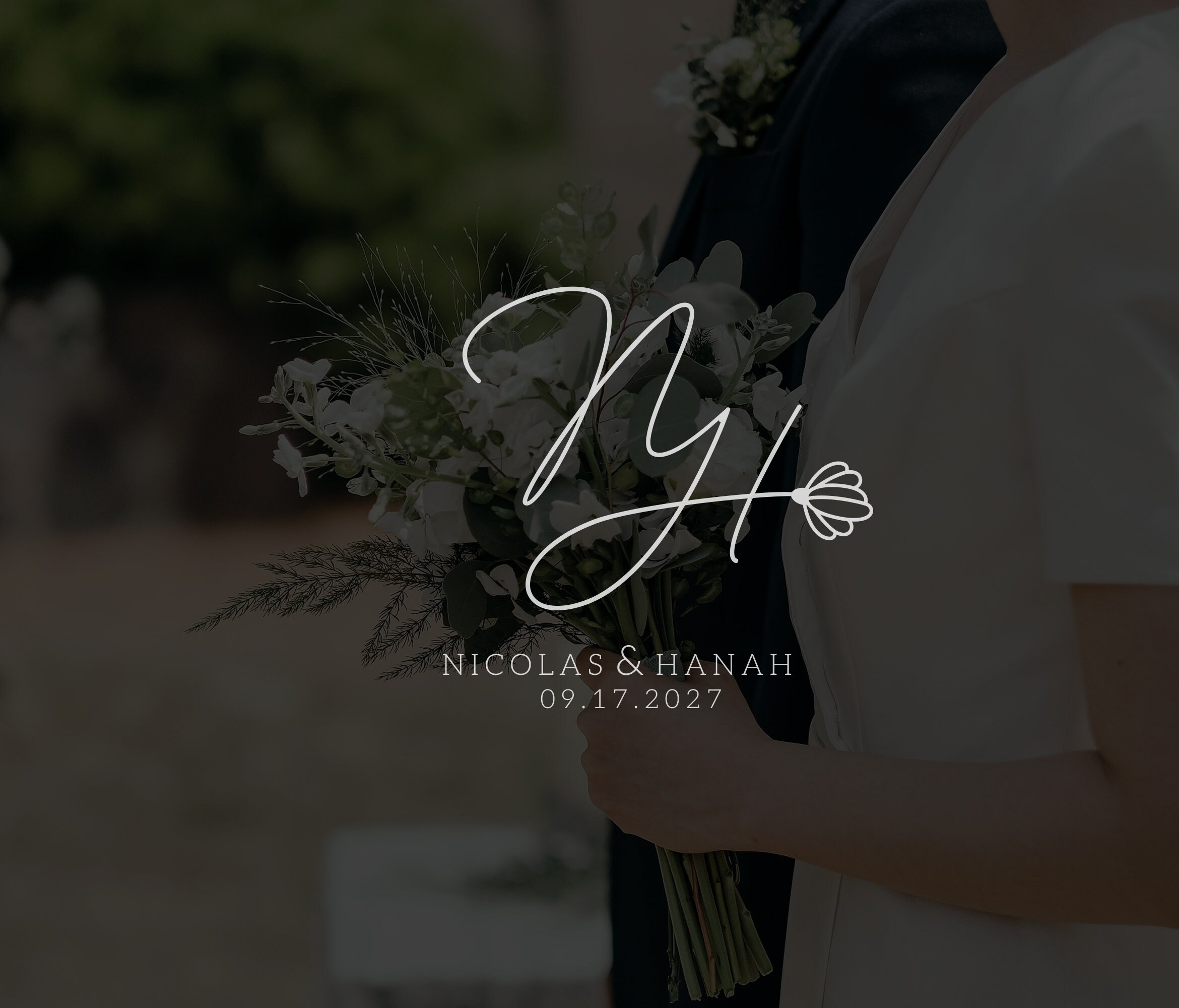 Floral Monogram, Custom Wedding Logo, Floral Letter, Flower Monogram ...