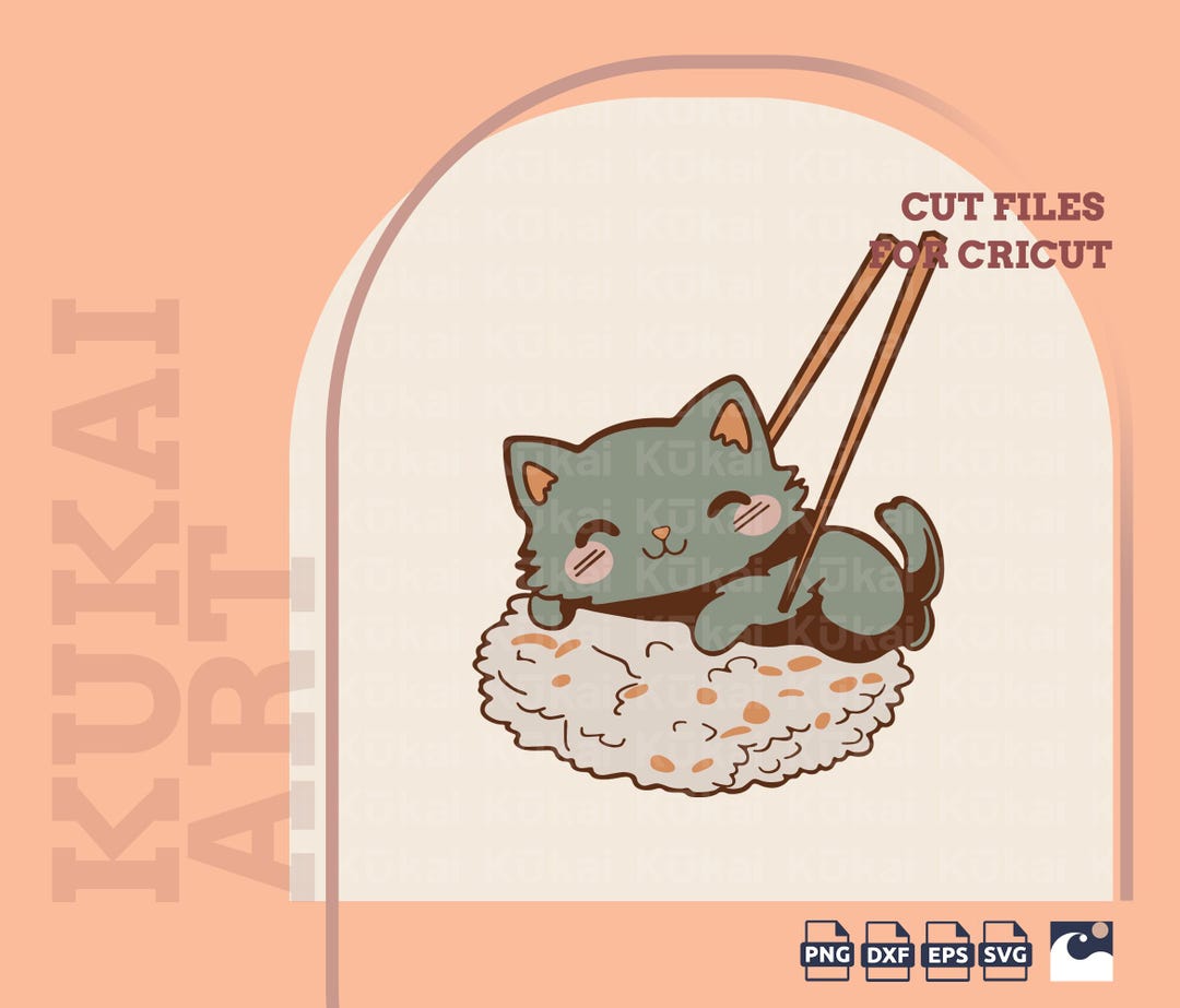 Sushi Cat Svg Png Dxf, Kawaii, Clipart, Foodie Animal, Sticker, Shirt ...
