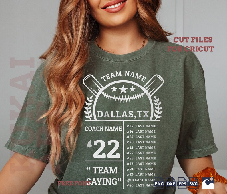 Customizable Baseball Roster Template, Baseball Svg Dxf, Softball Svg ...