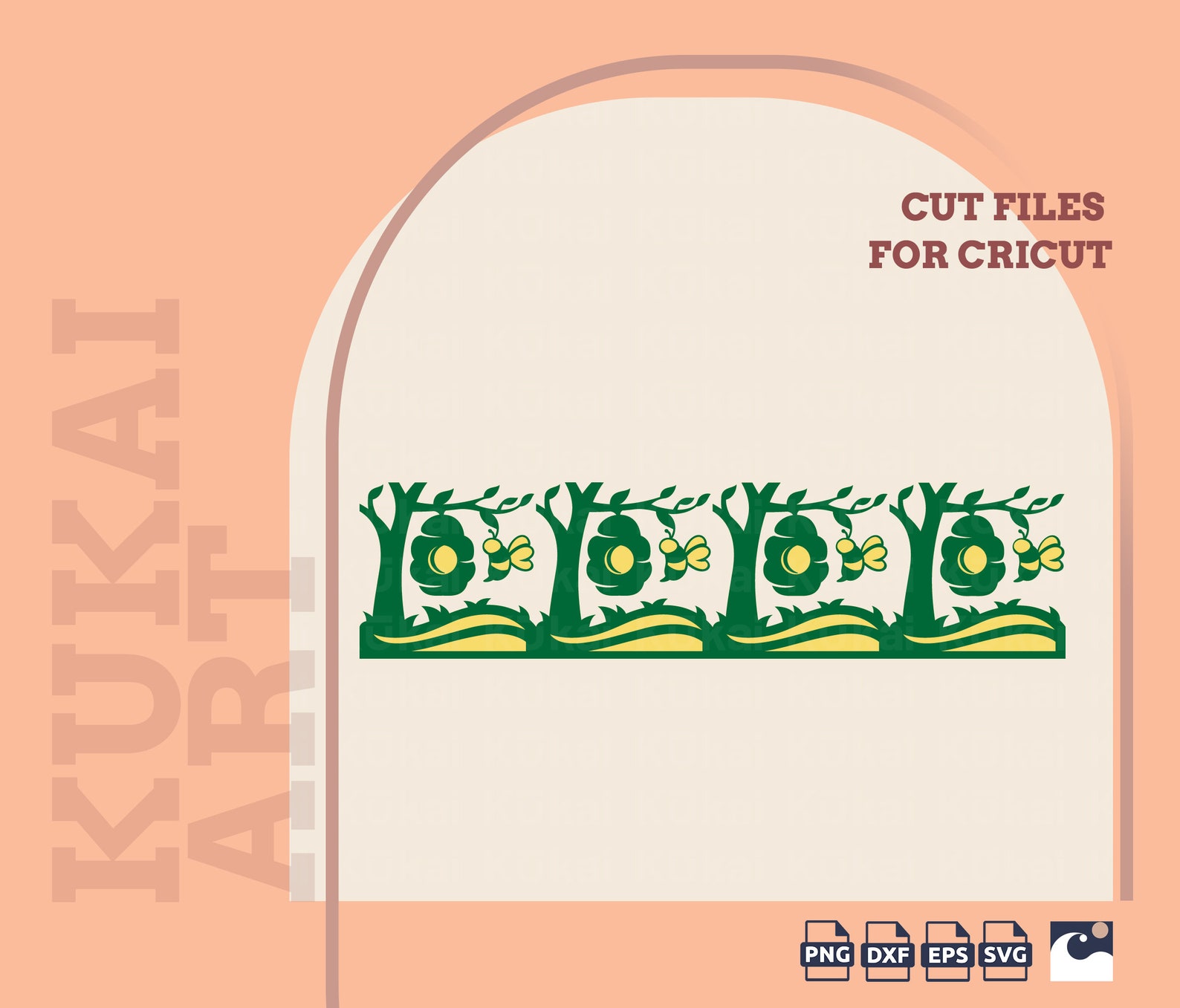 Beehive Border Svg, Cricut Beehive on Tree Svg, Bee Hive Svg, Bee ...