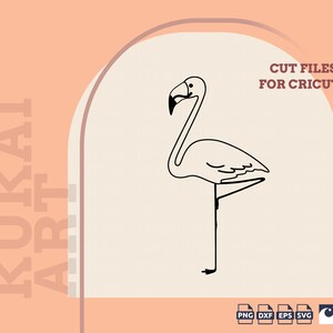 Flamingo Svg Png Dxf, Bird Svg, Drawing, Outline, Illustration ...