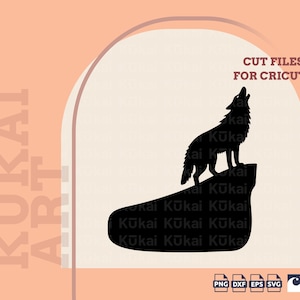 Wolf on Rock Svg Png Dxf, Howling, Wolf Howling on Rock, Wolf Stands ...