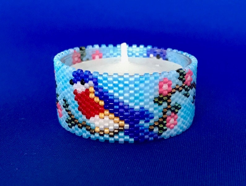 Bluebird Tea Light Cover/napkin Ring Bead Pattern - Etsy