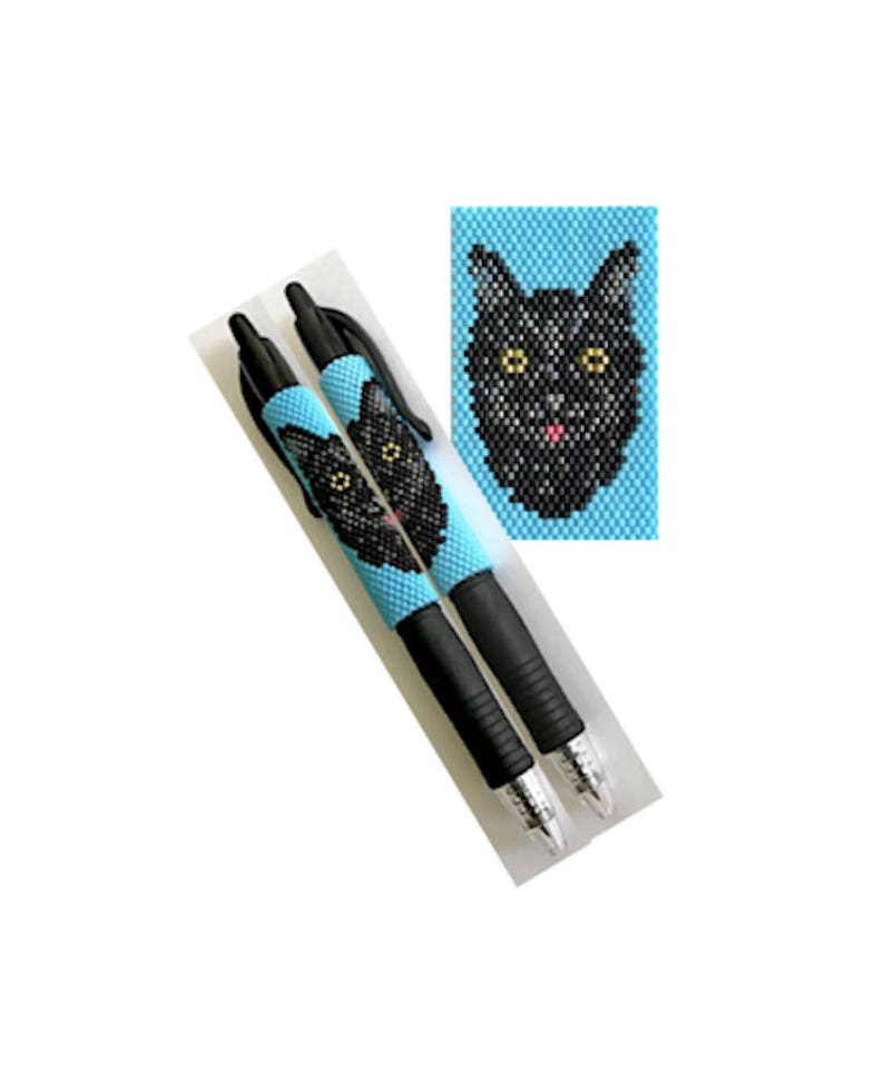 Black Cat Beaded Pen Wrap Pattern | Etsy