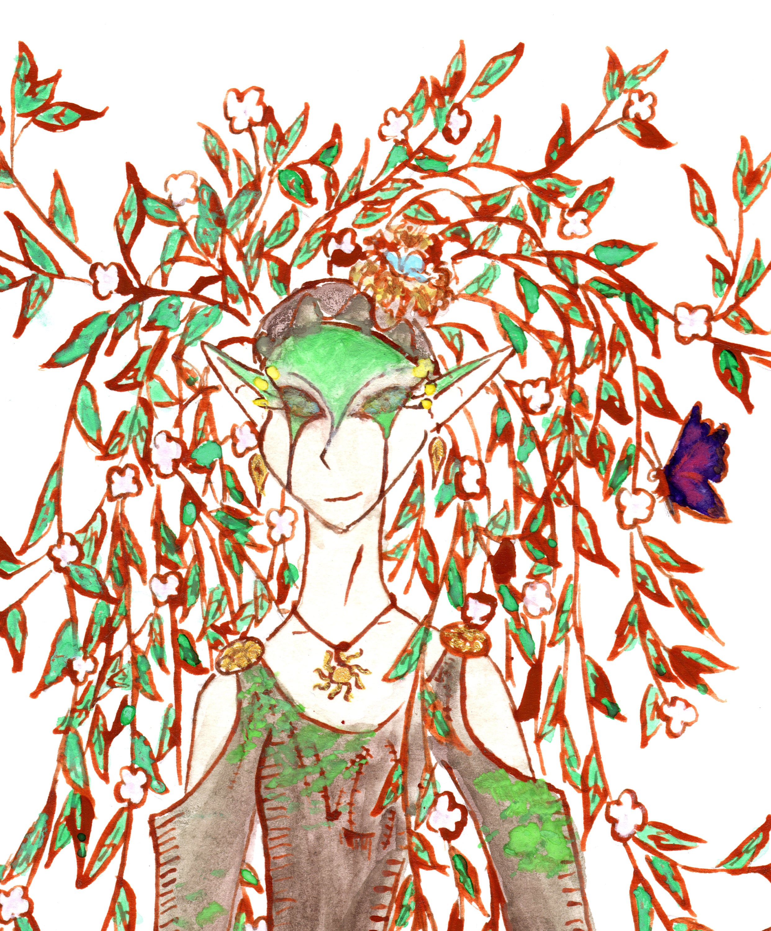 Fantasy Character Illustration Greek Mythology Dryad and Animals Print ...