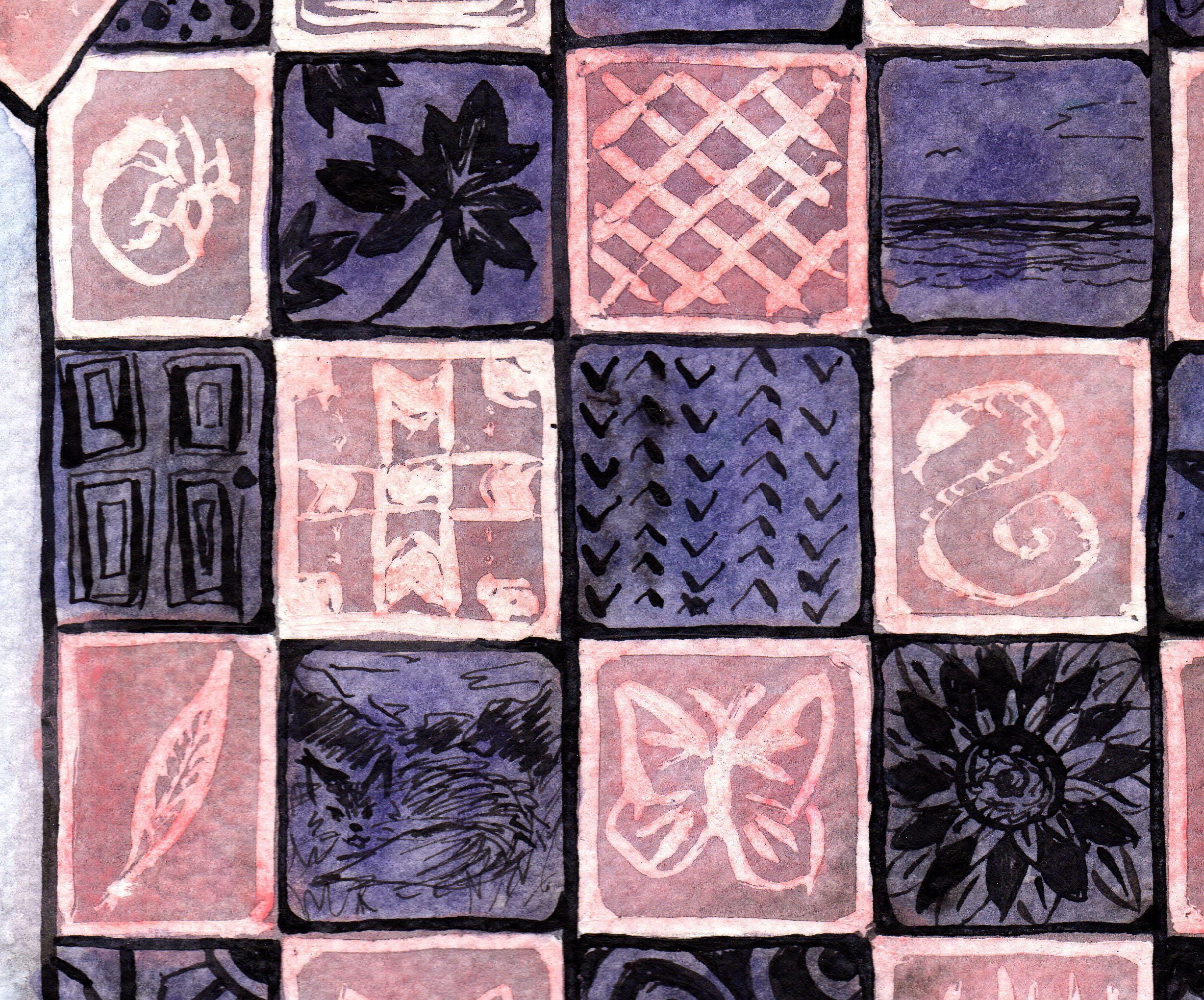 Abstract Zentangle Patchwork Checked Japanese Kimono Limited Edition ...