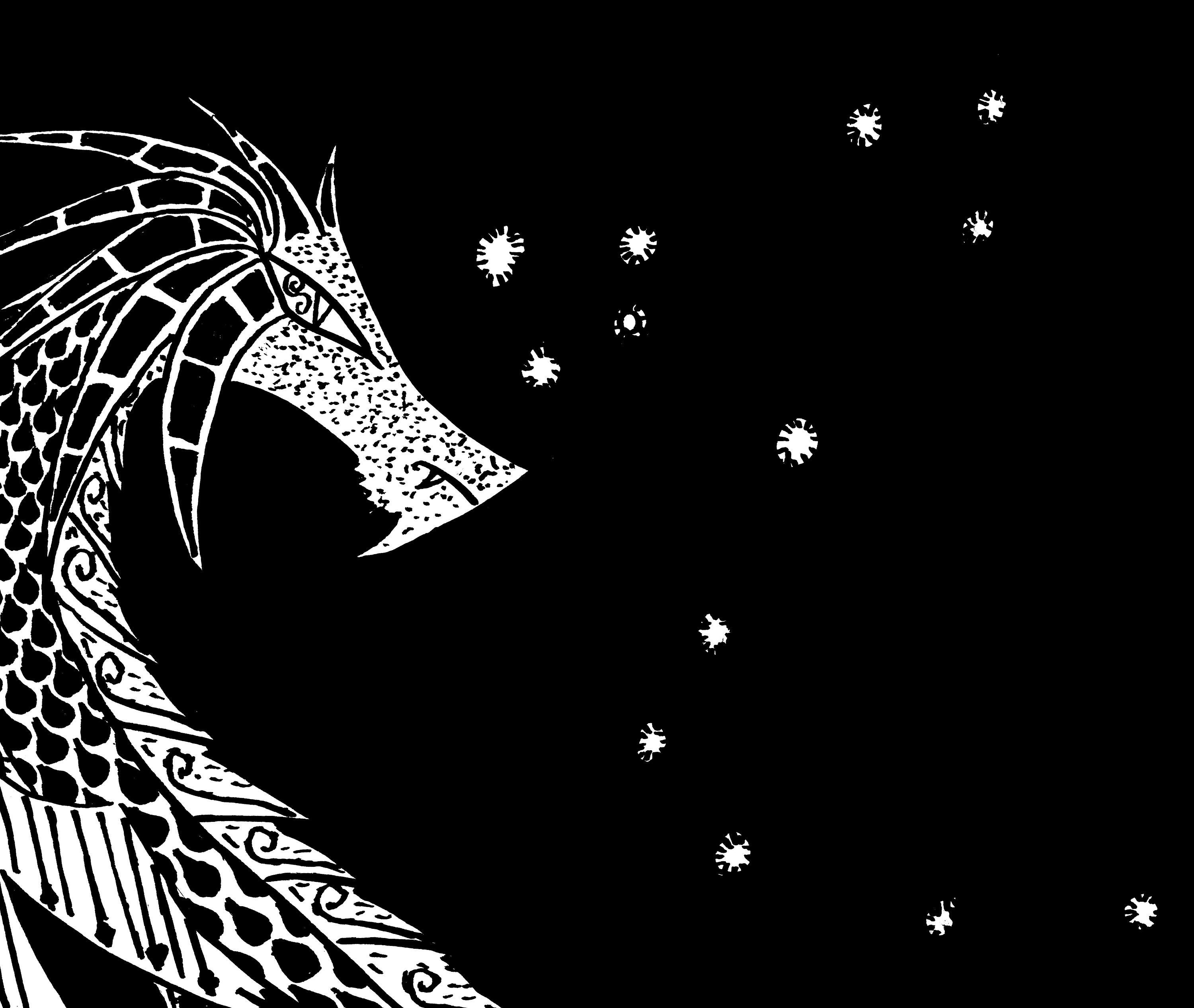 Black and White Abstract Zentangle Draco Constellation Dragon ...