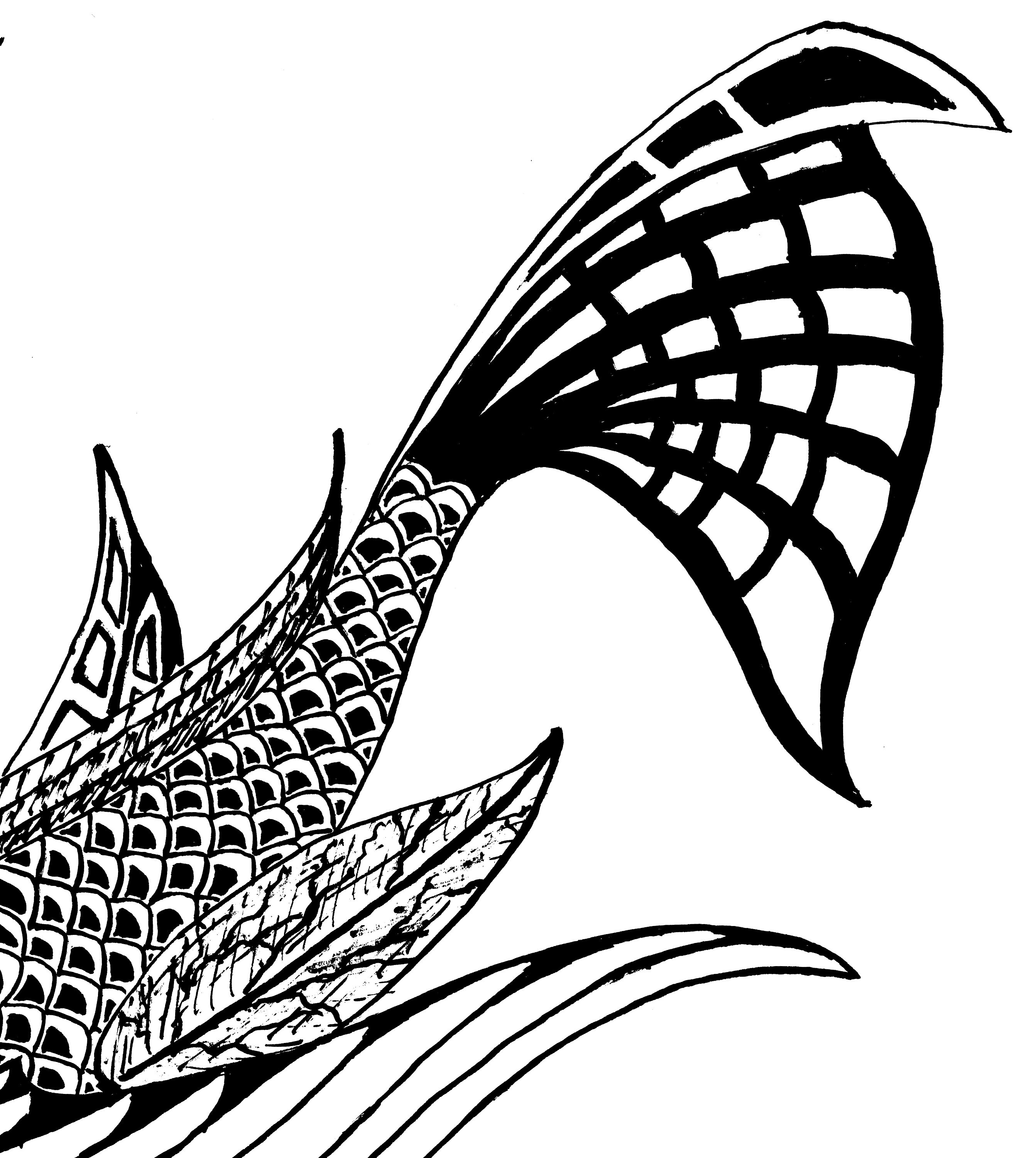 Black & White Abstract Zentangle Koi Fish Drawing Print - Etsy