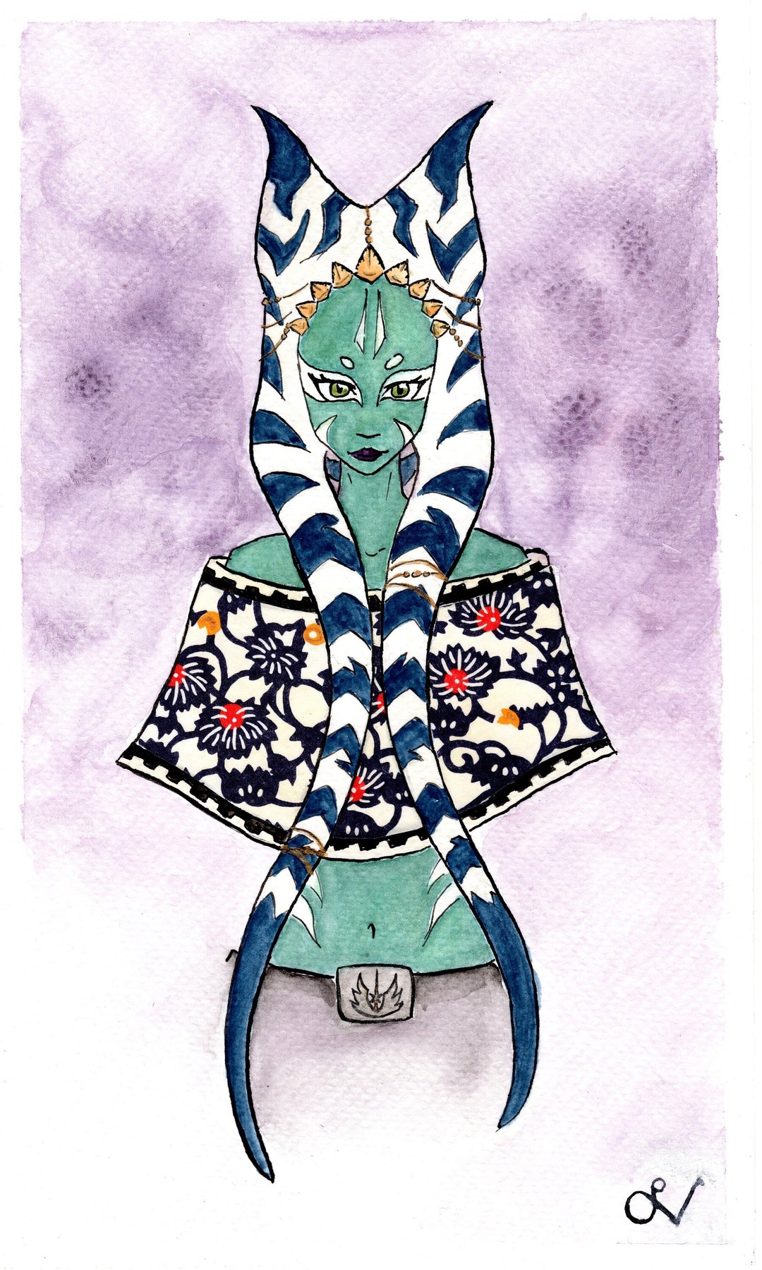 Fantasy Sci-fi Character Illustration Alien Girl in Poncho Print - Etsy