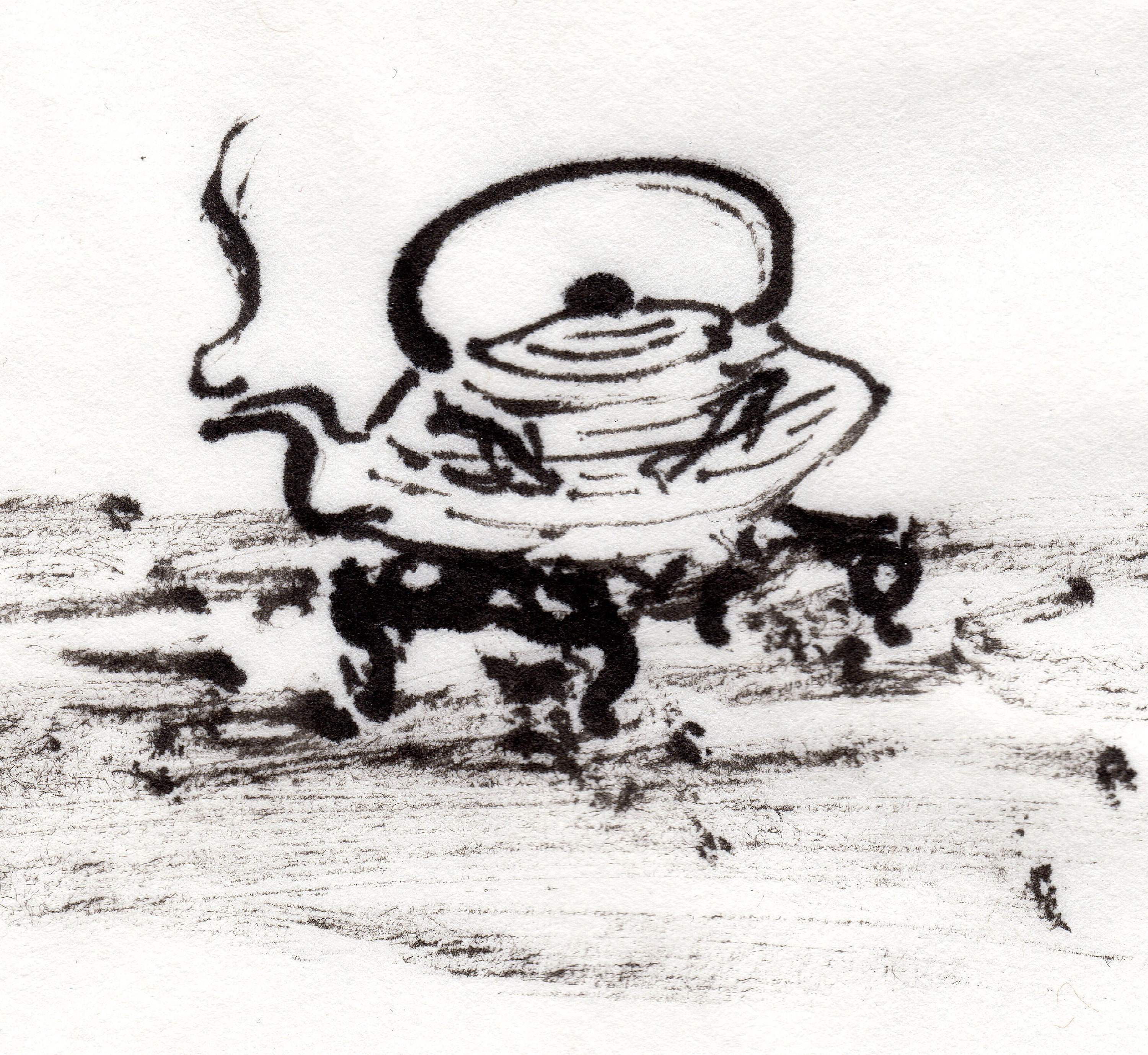 Japanese Style Ink Painting Calligraphy Teapot and Teacups Print - Etsy