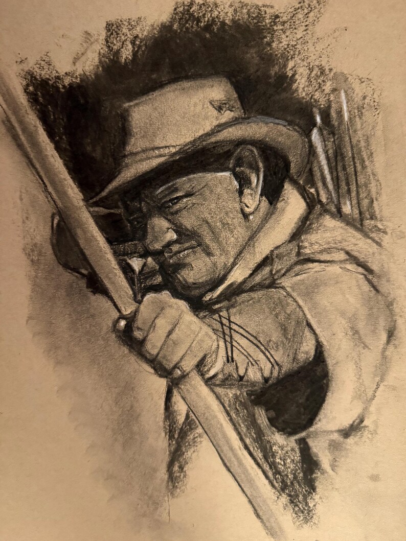 Byron Ferguson Archery Art Print – Charcoal Portrait of Legendary ...