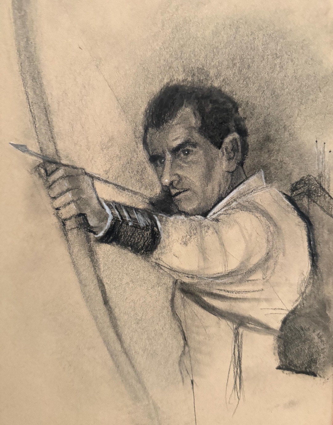 Howard Hill Archery Print – Charcoal Portrait of the Legendary Archer ...