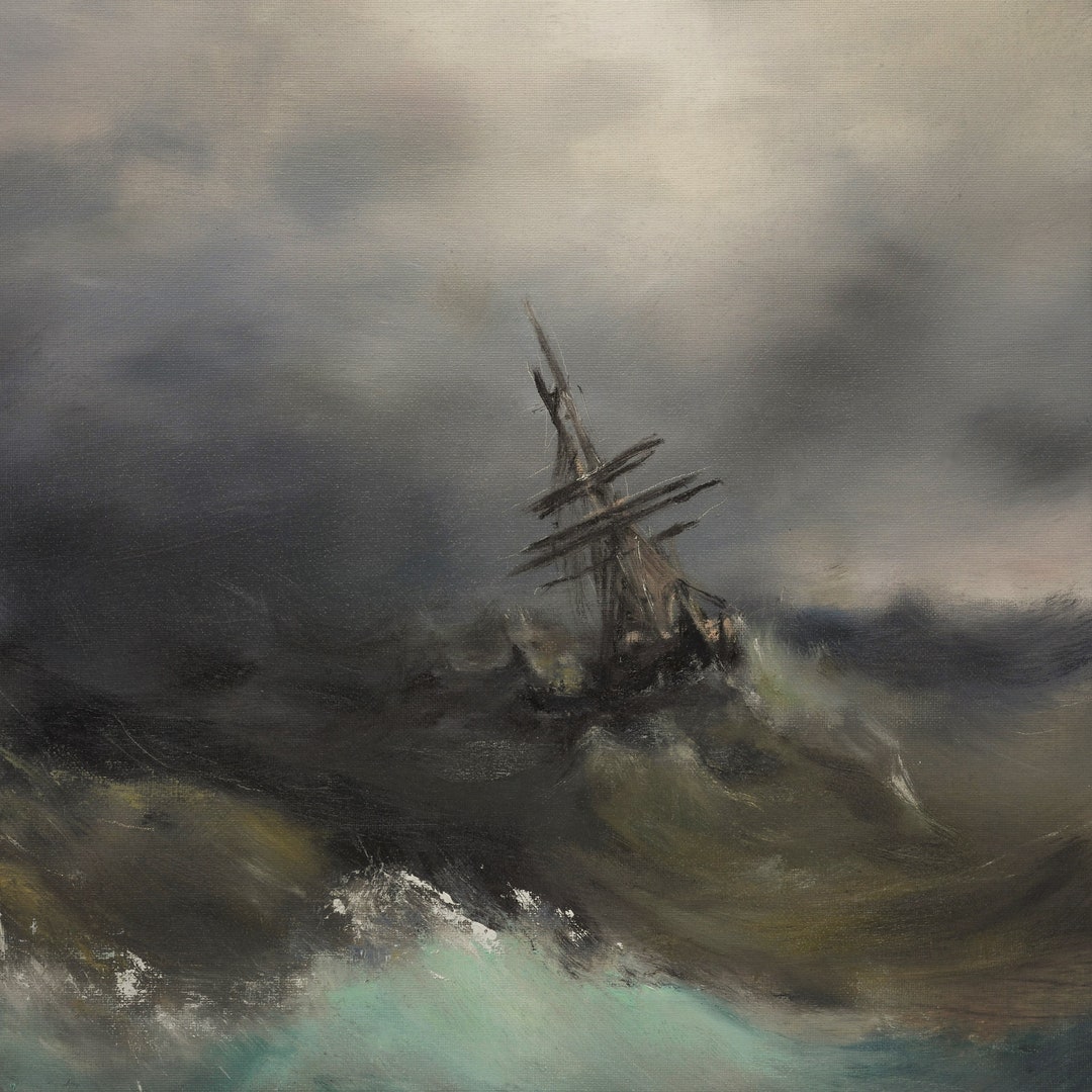 Ship on Stormy Sea - Etsy