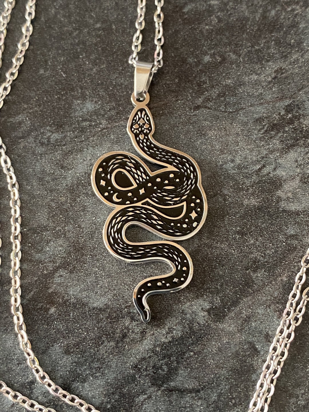 Stainless Steel Coiled Snake Serpent Necklace Demon Sigil Effable ...