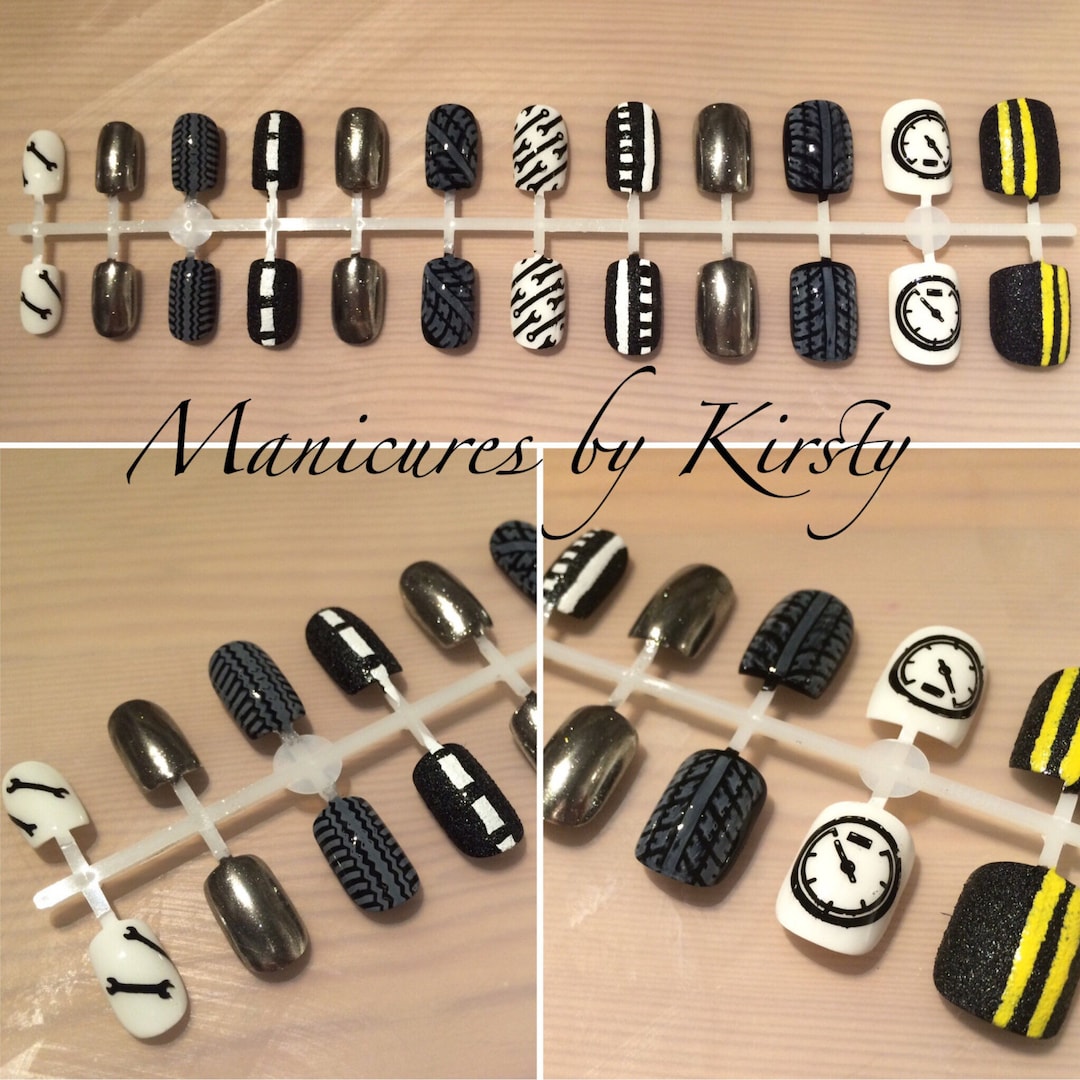 Car Themed Automotive Custom Nail Art Set for Petrolheads, Chrome ...