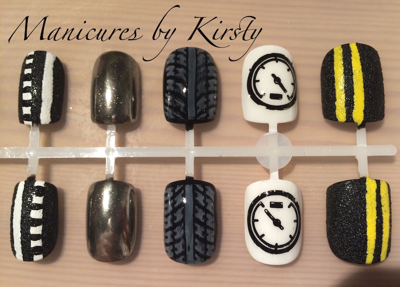 Car Themed Automotive Custom Nail Art Set for Petrolheads, Chrome ...