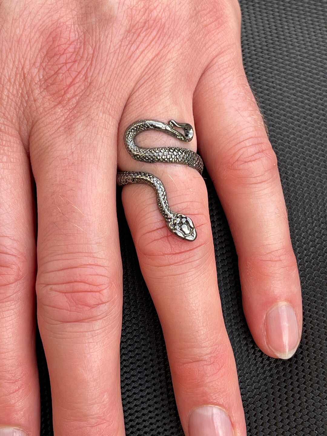 Snake Ring Dark Chrome Serpent Loop Adjustable, "effable Husbands" * - Etsy