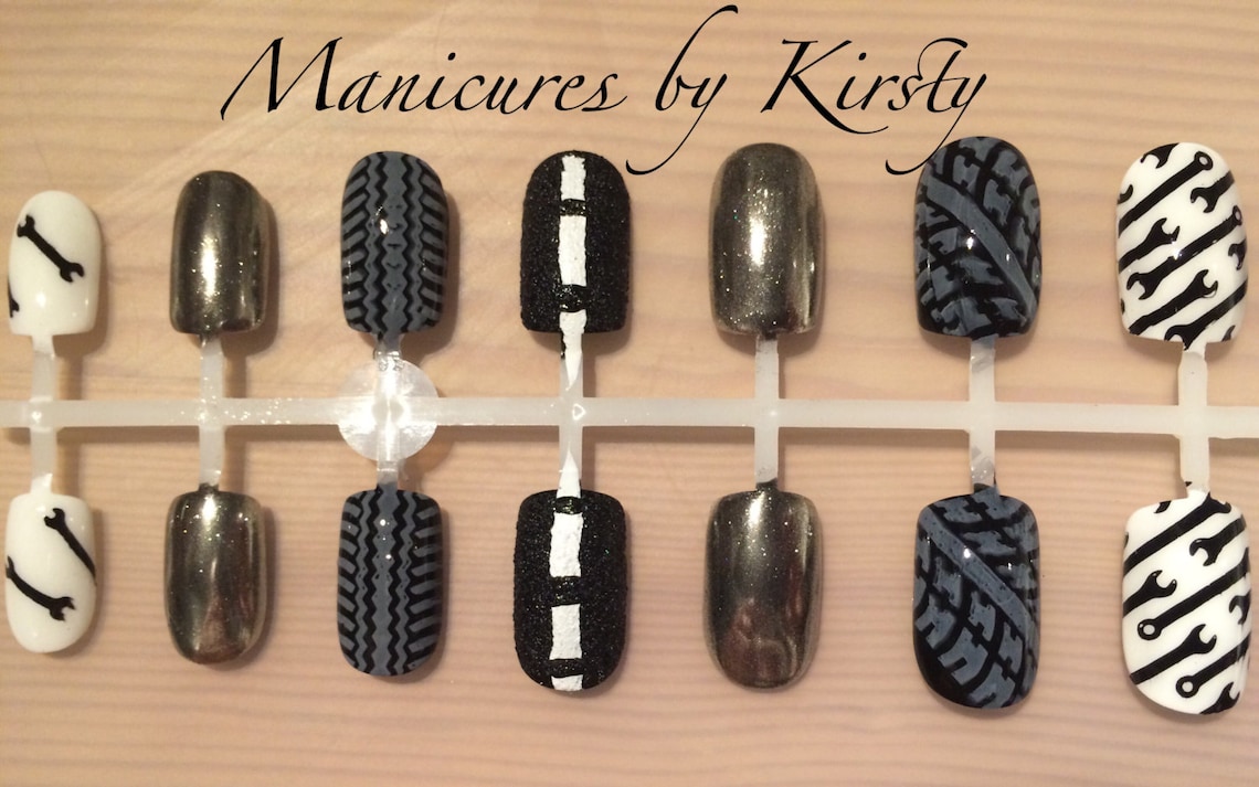Car Themed Automotive Custom Nail Art Set for Petrolheads, Chrome ...