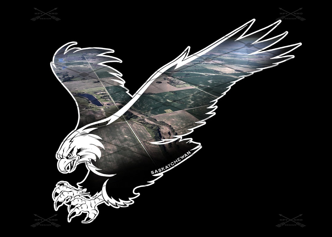 Sask Flying Eagle With Aerial Prairie View PNG Digital Download File - Etsy