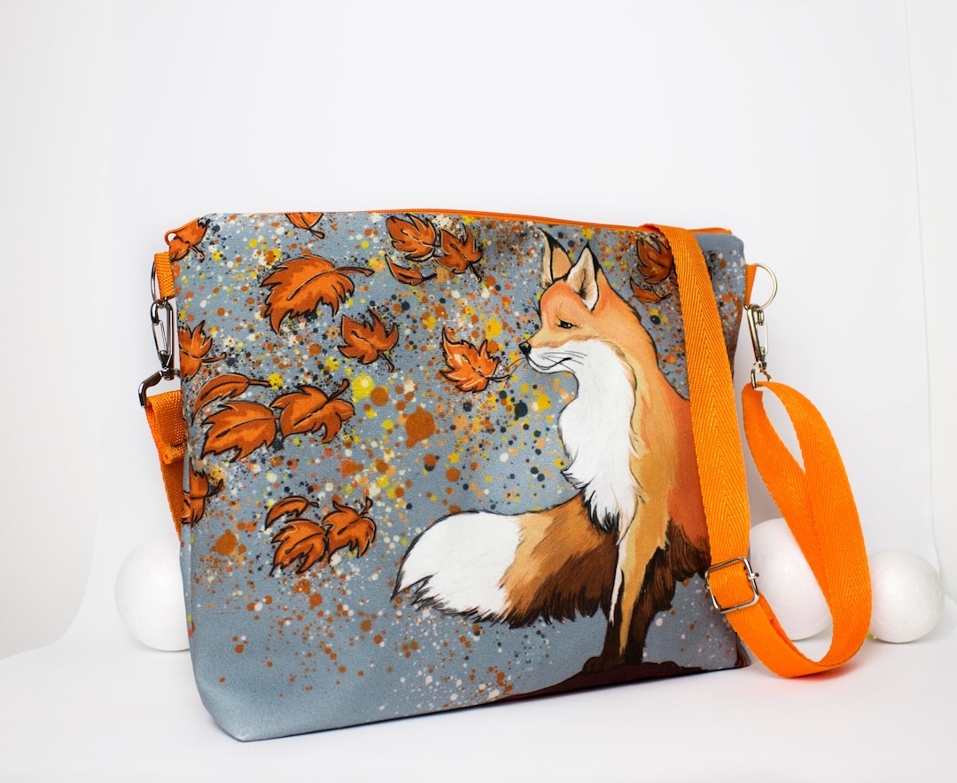 Fox Gray Bag, Daily Women Bag, Women's Shoulder Bag With Fox - Etsy