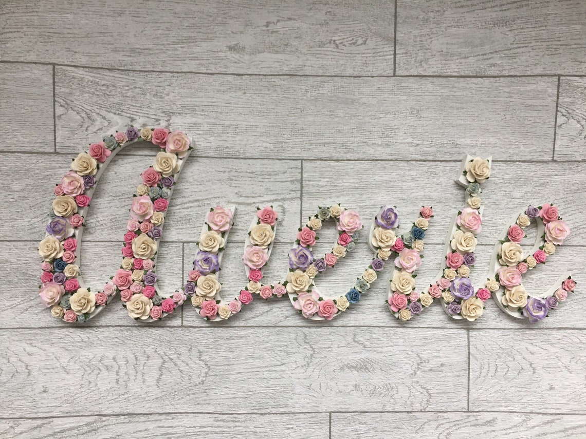 Custom Floral Name Script Font Flower Name Floral Letter | Etsy