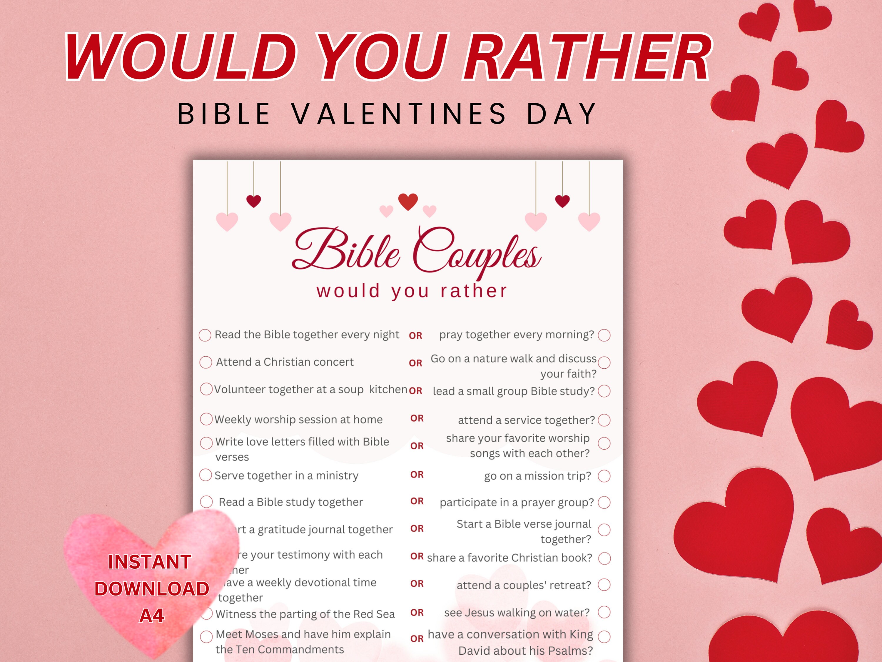 Bible Would You Rather Game Valentine's Bible Games Valentine's Church ...
