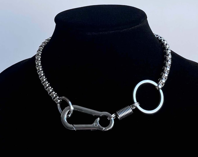 Clasp Box Chain Choker Necklace Solid Stainless Steel Silver - Etsy