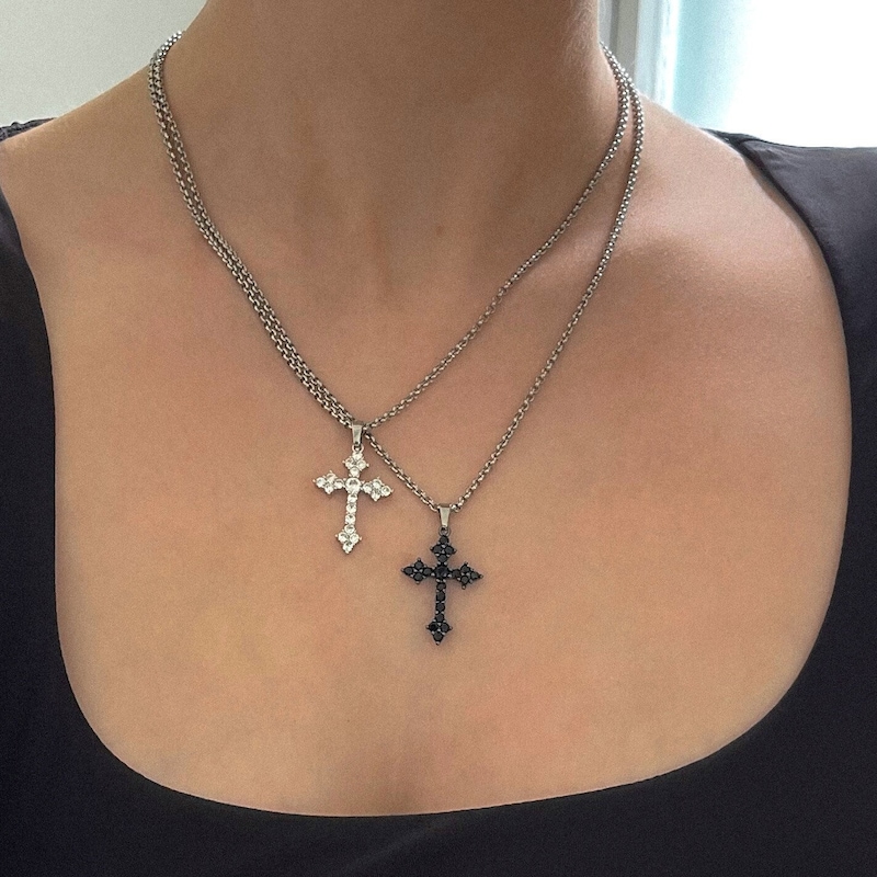 Cross Necklace Goth - Etsy