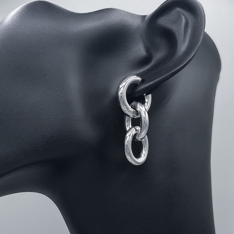 Stainless Steel Chain Link Hoop Earrings - Etsy