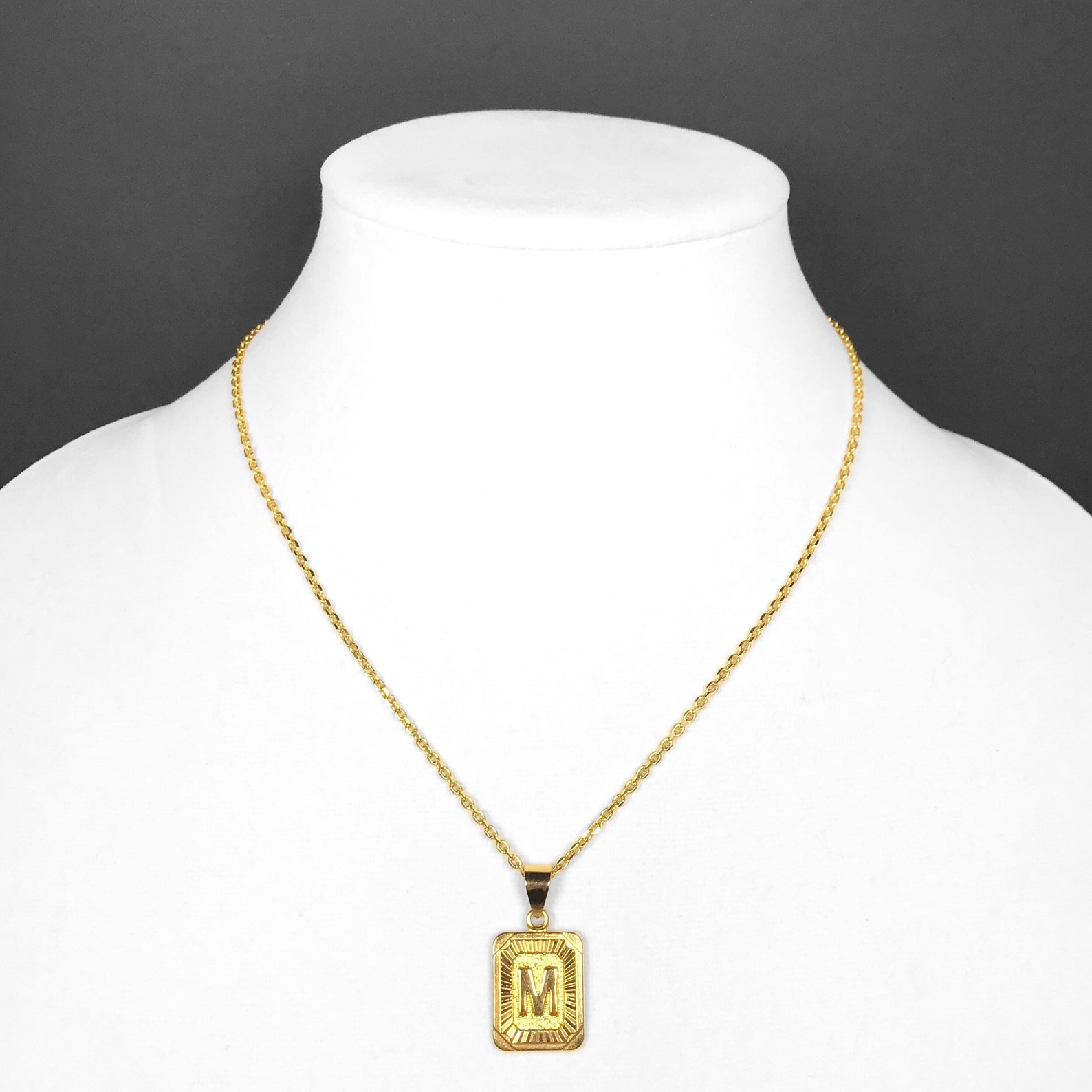 18k Gold Filled Initial Medallion Letter Pendant Necklace - Etsy