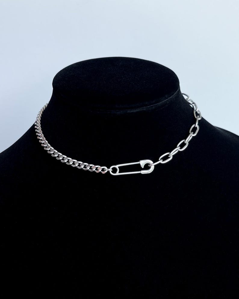 Stainless Steel Safety Pin Chain Necklace: Handmade Grunge Pendant - Etsy