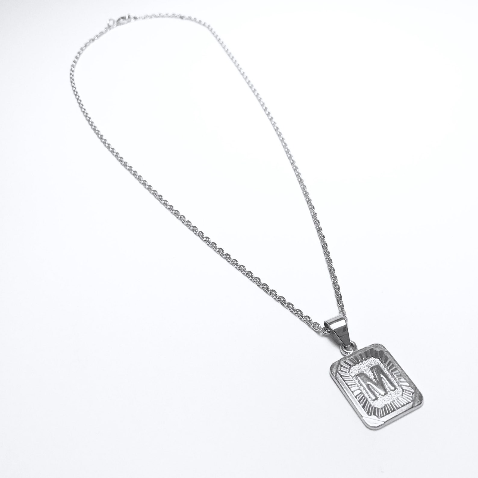 Stainless Steel Initial Medallion Letter Pendant Necklace - Etsy