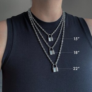 Handmade Stainless Steel Mini Lock Necklace: Oval Chain Layering Choker ...