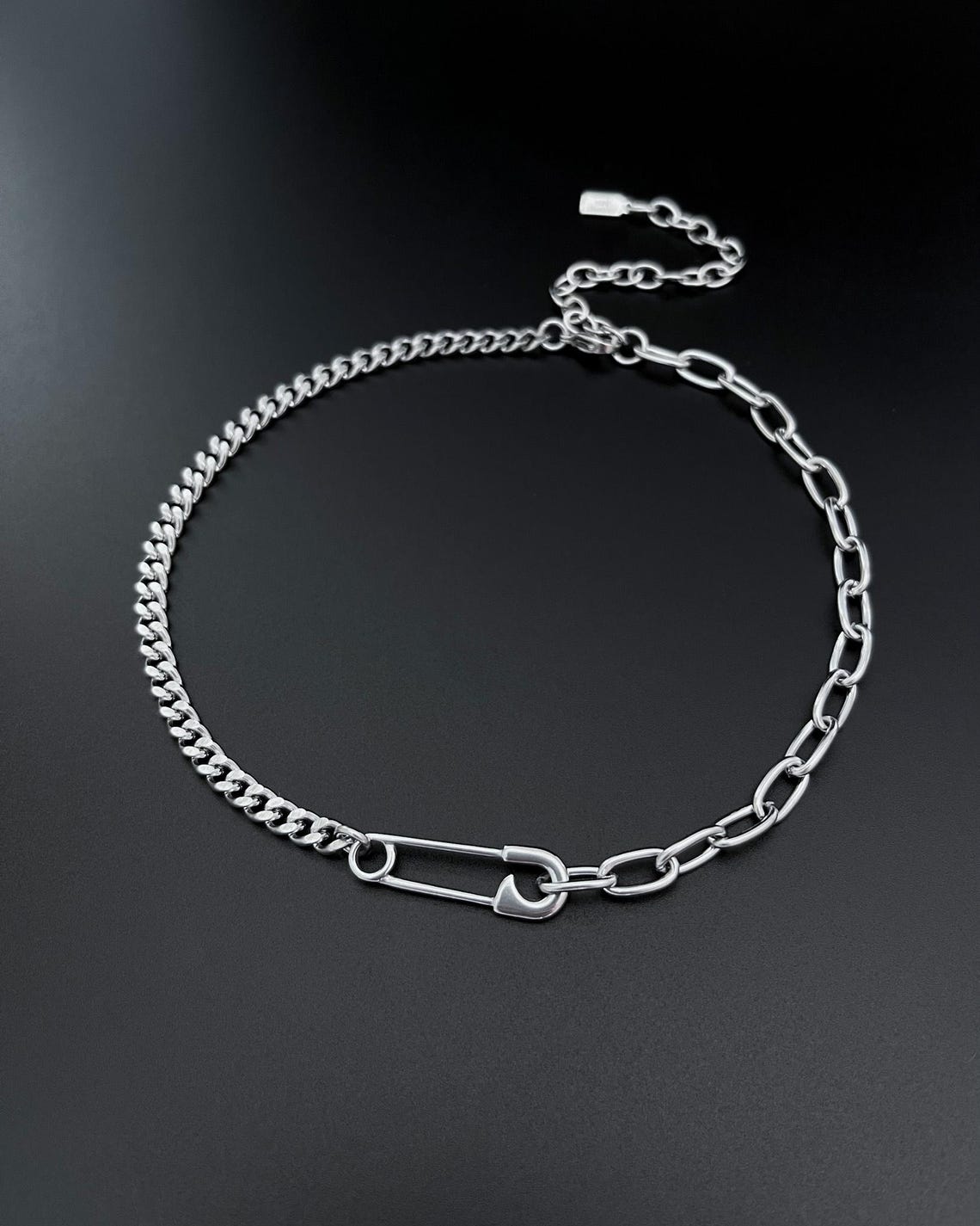 Stainless Steel Safety Pin Chain Necklace: Handmade Grunge Pendant - Etsy