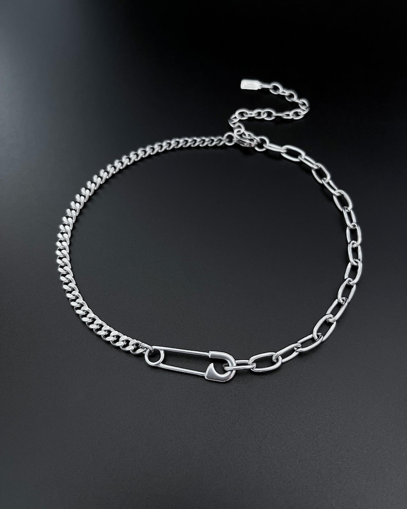 Stainless Steel Safety Pin Chain Necklace: Handmade Grunge Pendant - Etsy