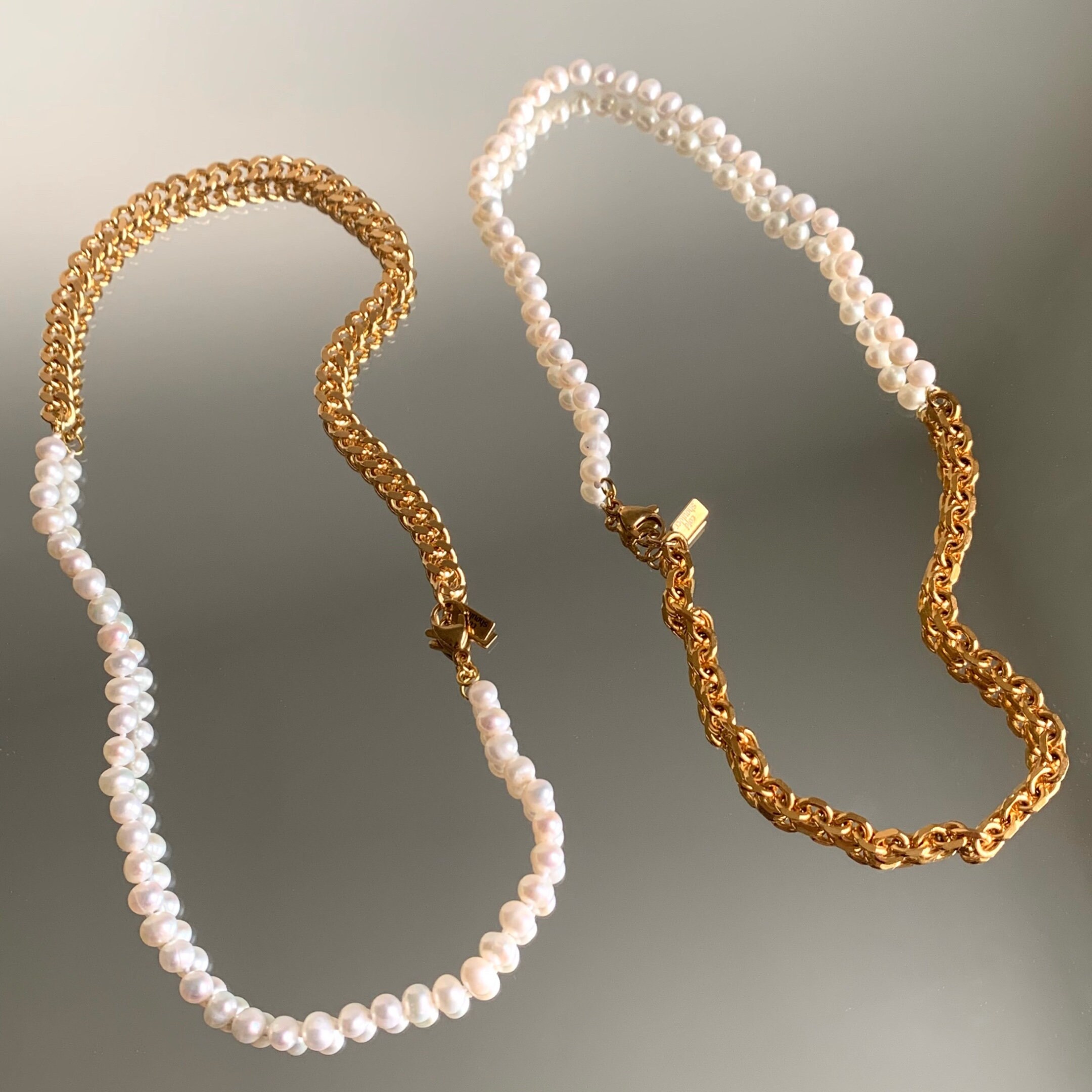 18k Gold Freshwater Pearl Chain Half Necklace Choker Custom Etsy India