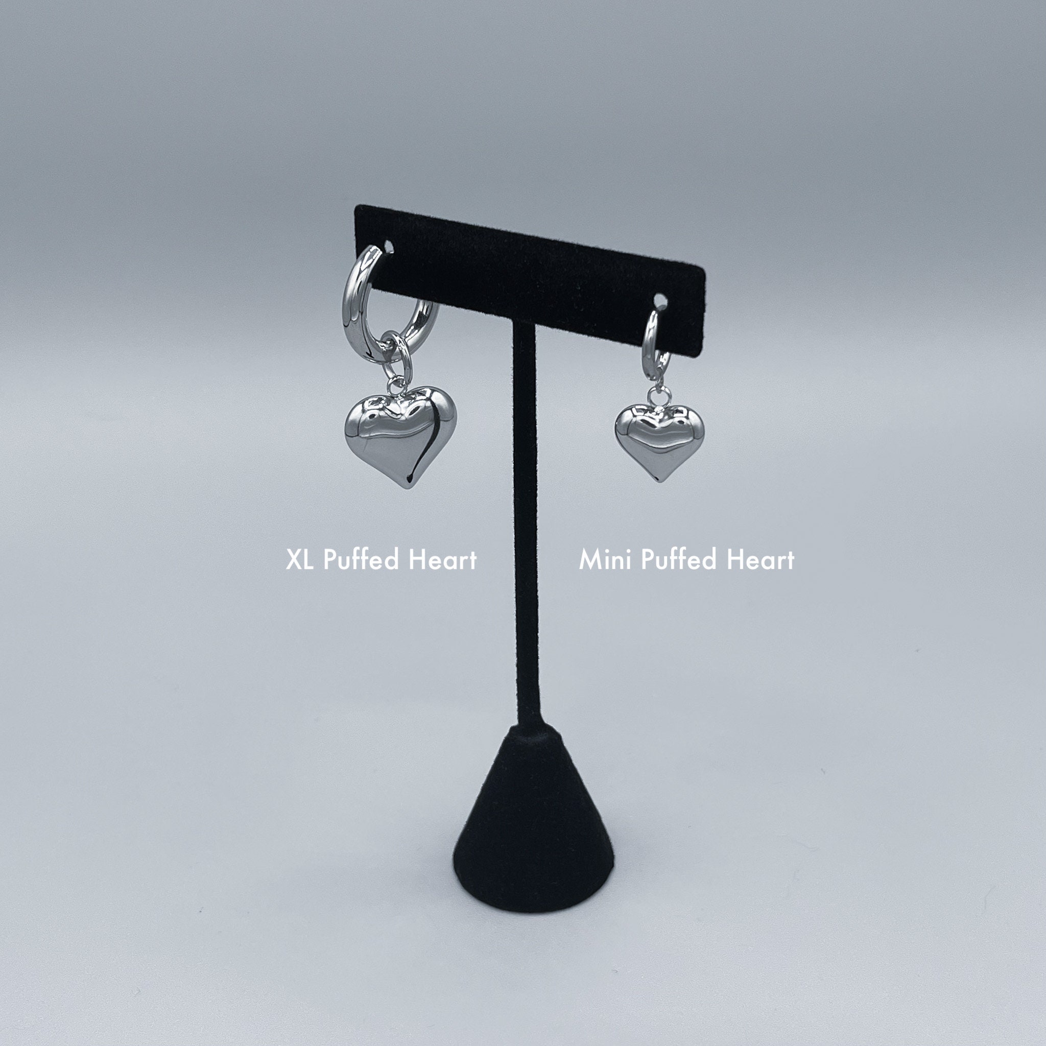 XL Puffed Heart Silver Stainless Steel Thick Puffy 3D Hoop - Etsy